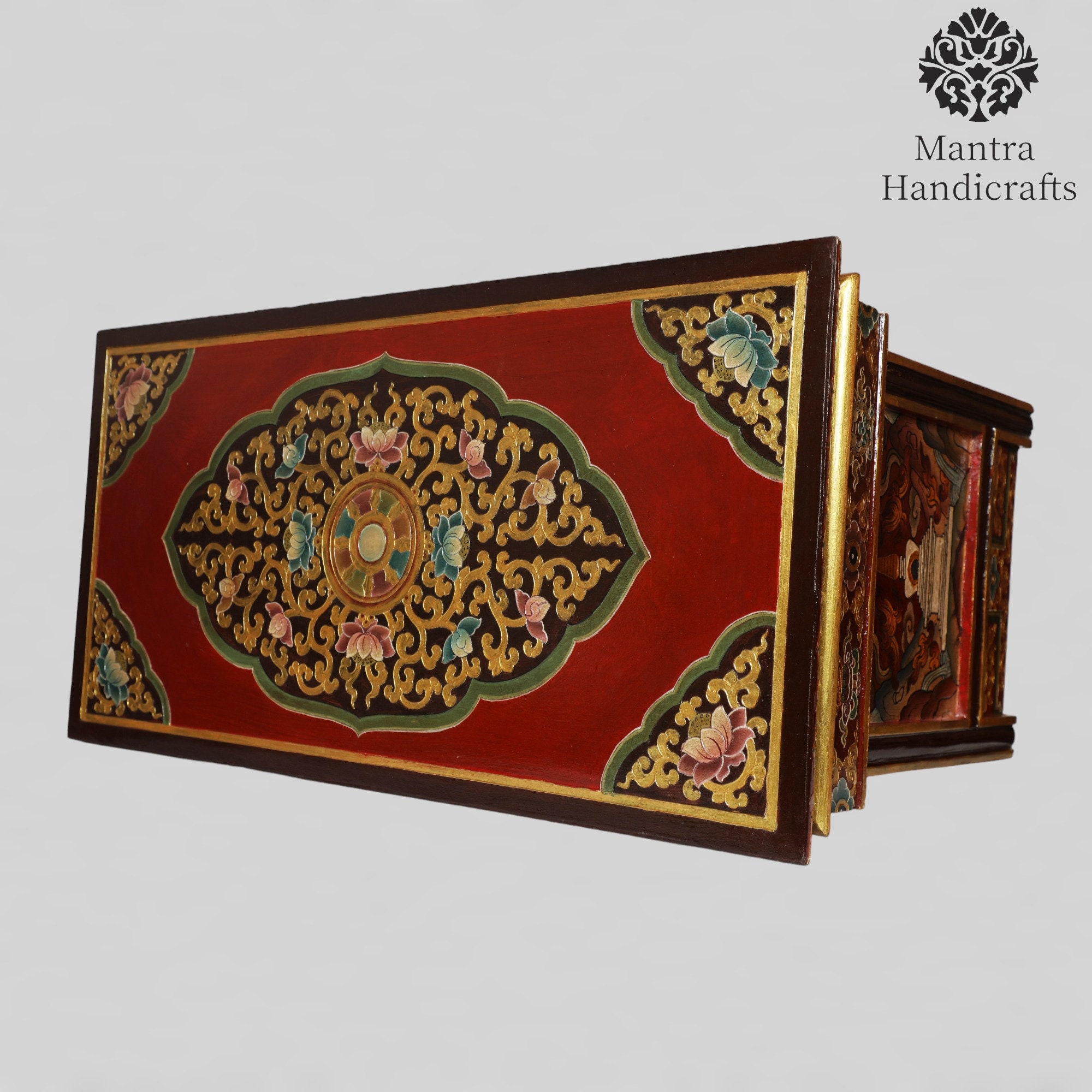 Hand-carved Trantrik Tibetan Wooden Carved Foldable Table Traditional ...