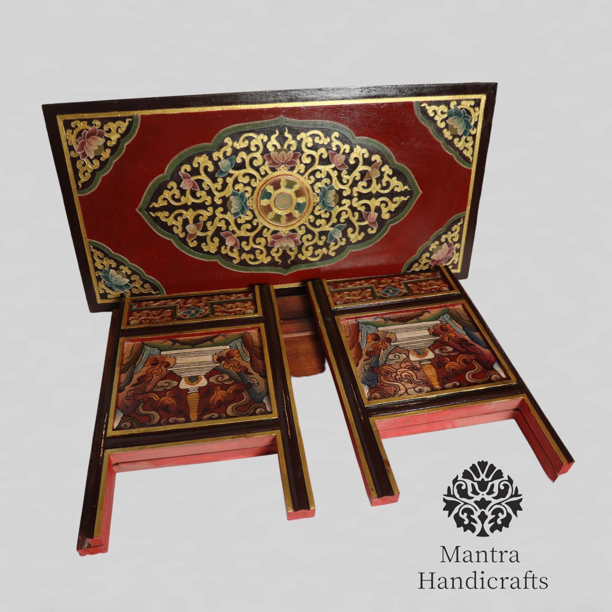 Hand-carved Trantrik Tibetan Wooden Carved Foldable Table Traditional ...