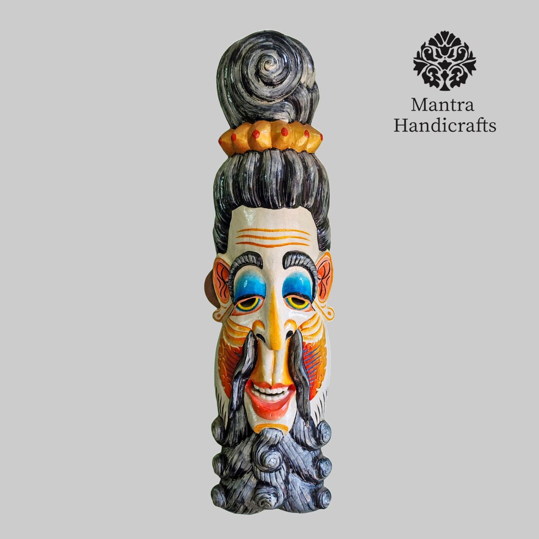 Long Face Wooden Jogi Mask Wall Hanging Mask Artisan Crafted Woodwork ...