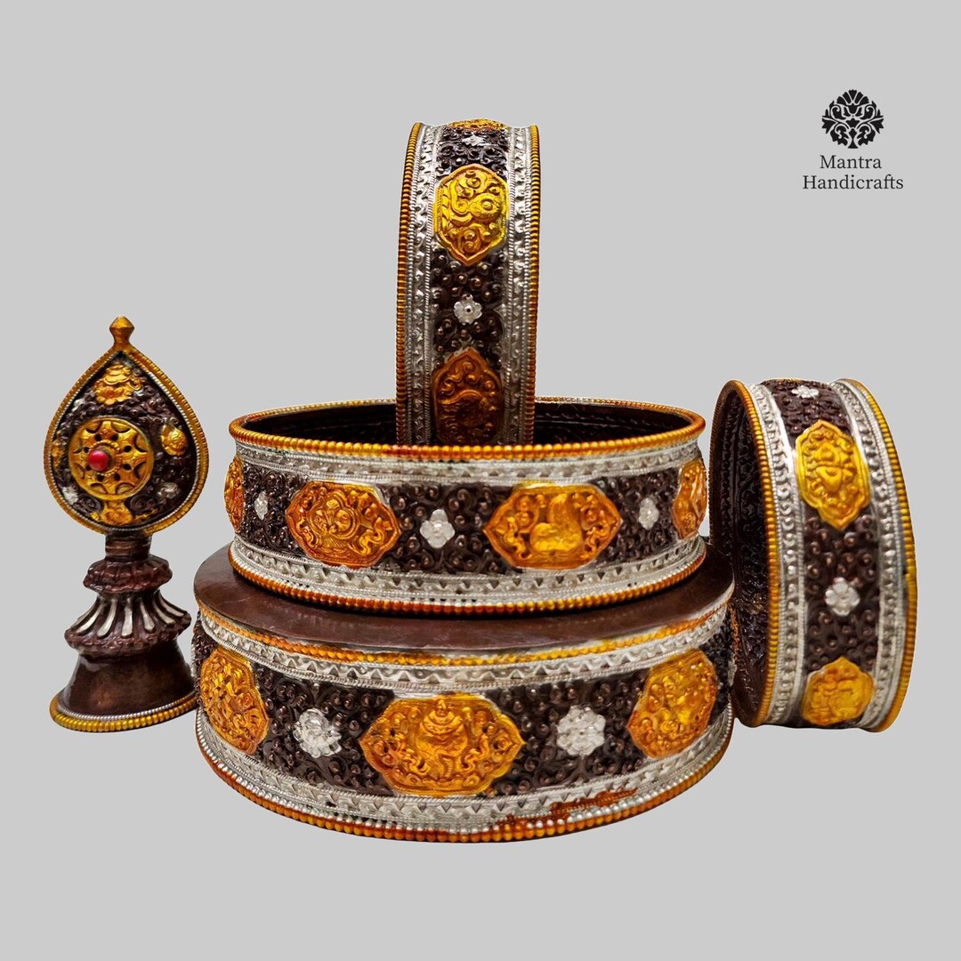 Exquisite Large Copper Ratna Mandala Offering | Intricately Carved ...
