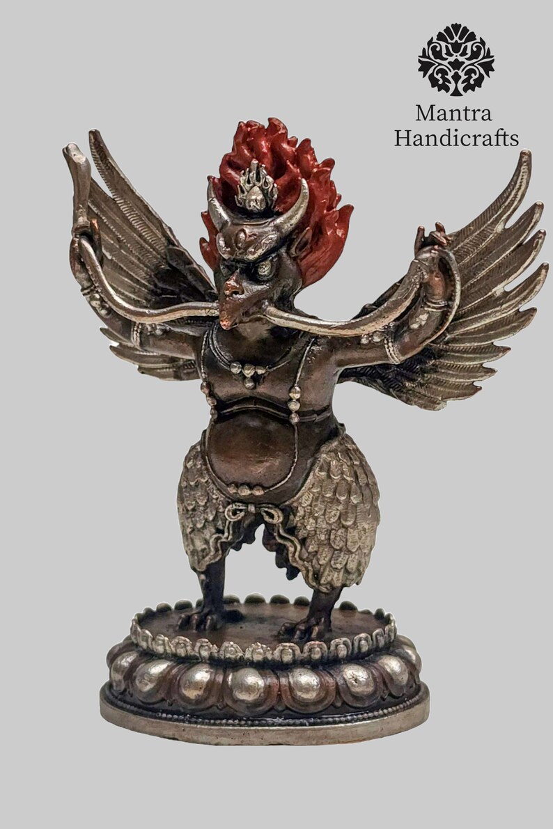 Handcrafted Garuda Miniature Statue Silver and Chocolate Oxidized ...