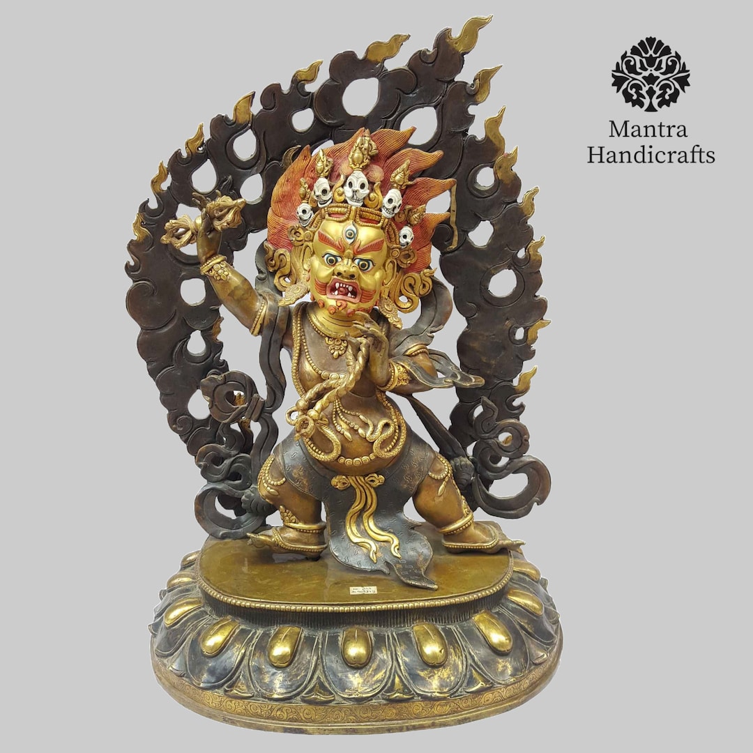 51 Cm Big Vajrapani Chana Dorje Statue 24K Face Gold Gilded With Stone ...