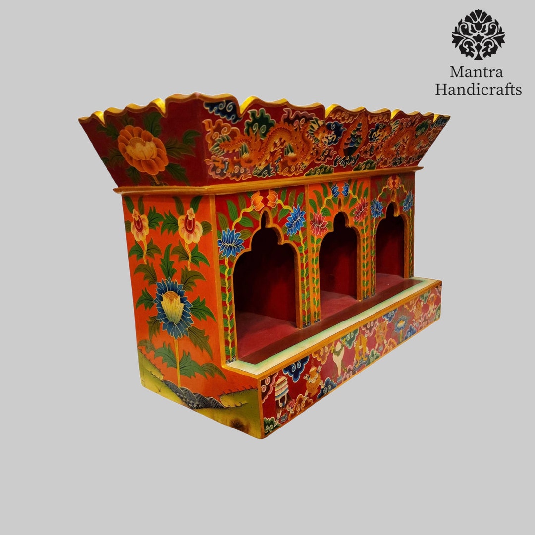 50 Cm Handcrafted Wooden Altar Base for Three Statues Set Rustic Charm ...