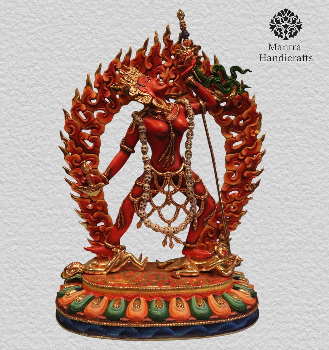 Hand Made Tibetan Buddhist Vajra Jogini Statue | 24K Gold Gilded and ...