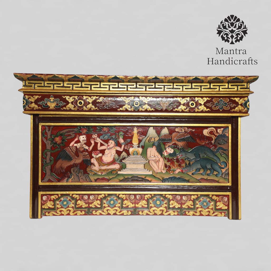 Hand-carved Trantrik Tibetan Wooden Carved Foldable Table Traditional ...