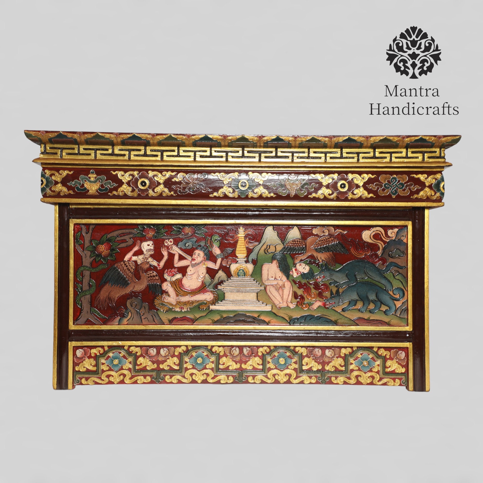 Hand-carved Trantrik Tibetan Wooden Carved Foldable Table Traditional ...