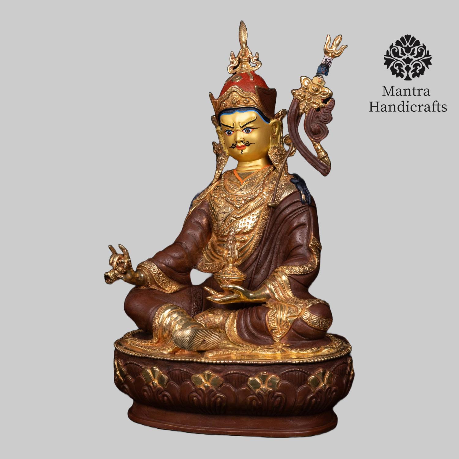 Guru Rinpoche Statue | Lotus-born Guru Padmasambhava Sculpture | 24K ...