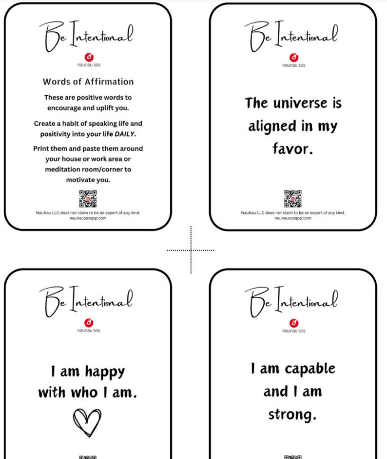 Printable Digital Download - Be Intentional - Words of Affirmation ...