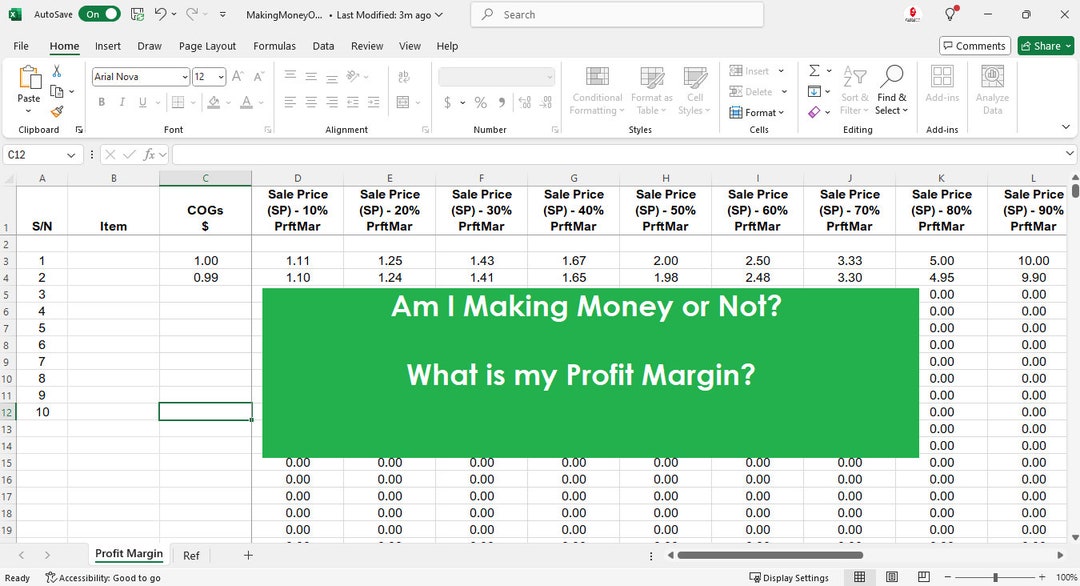 Digital Profit Margin Worksheet | Great Tool for Entrepreneurs and Small Business Owners - Etsy