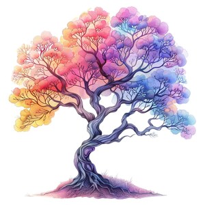 16 Mystical Colorful Tree Clipart Bundle, 16 High-quality JPG, Craft ...