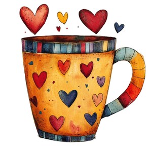 16 Coffee Mug Heart Clipart Bundle, Transparent PNG Download, Card ...