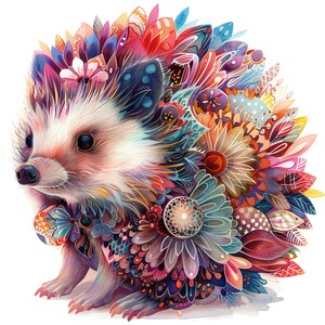 Stylish Floral Hedgehog Clipart Bundle, 16 High-quality JPG, Craft Art ...