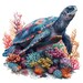 Leatherback Sea Turtle in Coral Clipart Bundle, 12 High-quality JPG ...