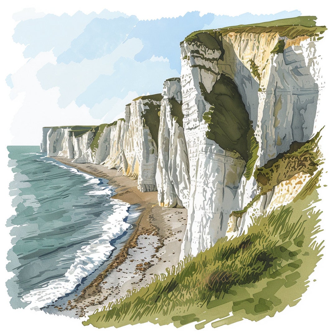 British Cliffs at Sea Clipart Bundle, 16 High-quality JPG, Craft Art ...