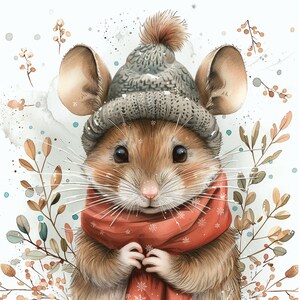 Winter Mouse With Snow Clipart Bundle, 16 High-quality JPG, Craft Art ...