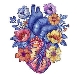 Floral Heart Flowers Clipart Bundle, 14 High-quality JPG, Craft Art ...