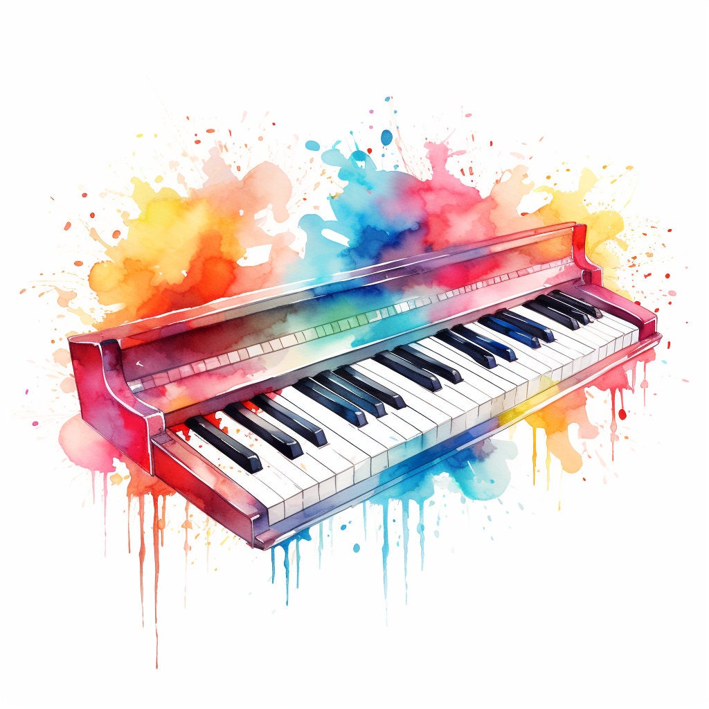 Watercolor Piano Keys Clipart Bundle, High-quality JPG, Craft Art, Card ...
