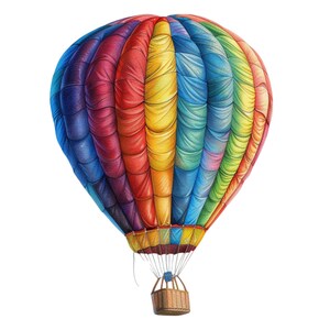 Rainbow Hot Air Balloon Clipart Bundle, 16 High-quality JPG, Craft Art ...