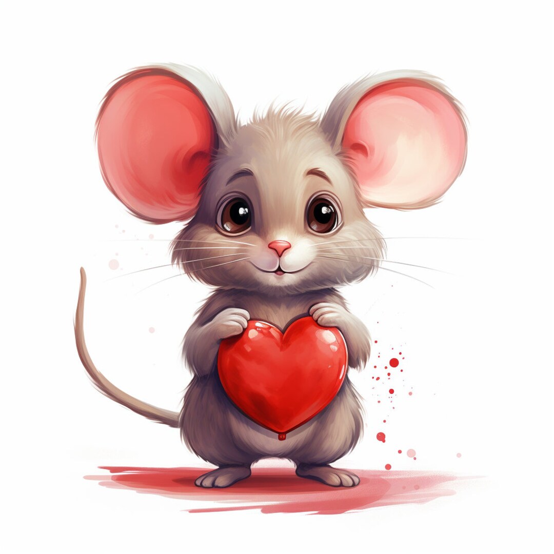 12 Heart Mouse Clipart Bundle, High-quality JPG, Craft Art, Card Making ...