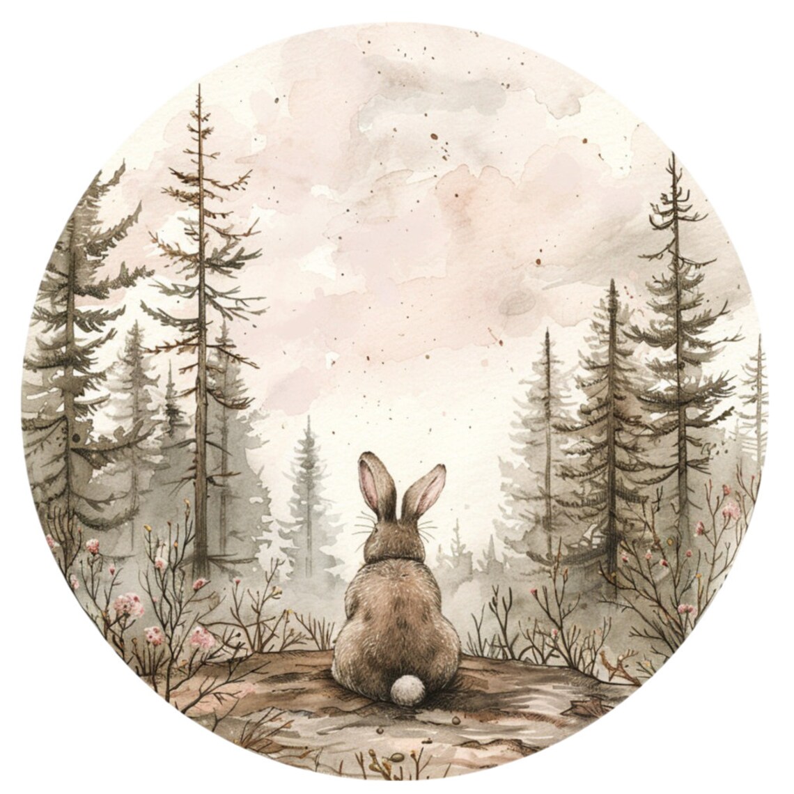 16 Round Hare Rabbit in Woods Bunny Clipart Bundle, 16 High-quality JPG ...