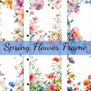 16 Spring Flower Page Frame Clipart Bundle, 16 High-quality JPG, Craft ...
