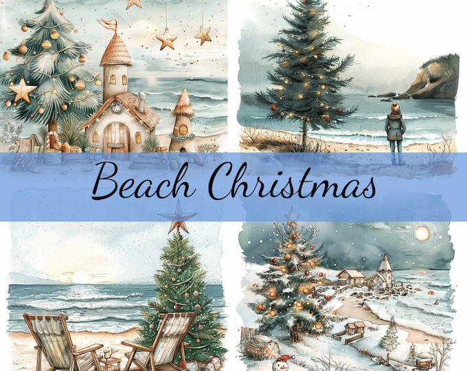 Christmas at the Beach Clipart Bundle, 19 High Quality Jpgs, Christmas ...