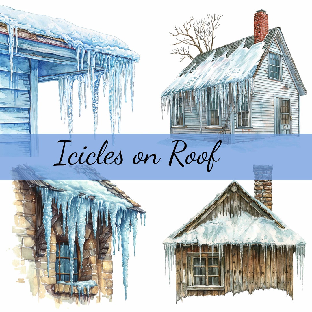 16 Snow Icicles on A House Roof Clipart Bundle, 16 High-quality JPG ...