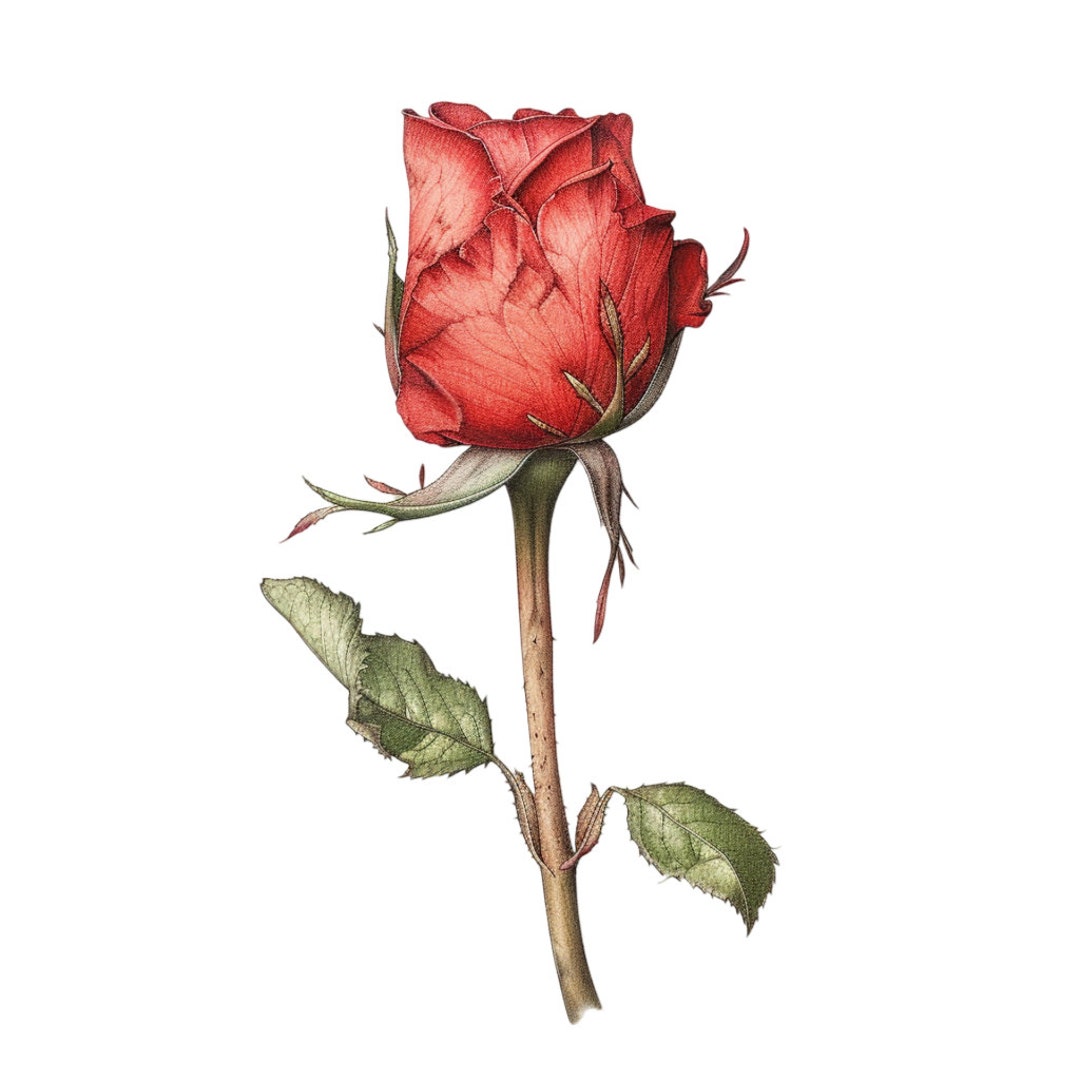 Red Rose Stem Clipart Bundle, 16 High-quality JPG, Craft Art, Card ...