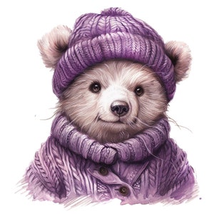 16 Polar Bear in Sweater Clipart Bundle, 16 High-quality JPG, Craft Art ...