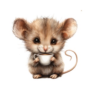 14 Cute Mouse Drining Teac Coffee Clipart Bundle, 14 High-quality JPG ...
