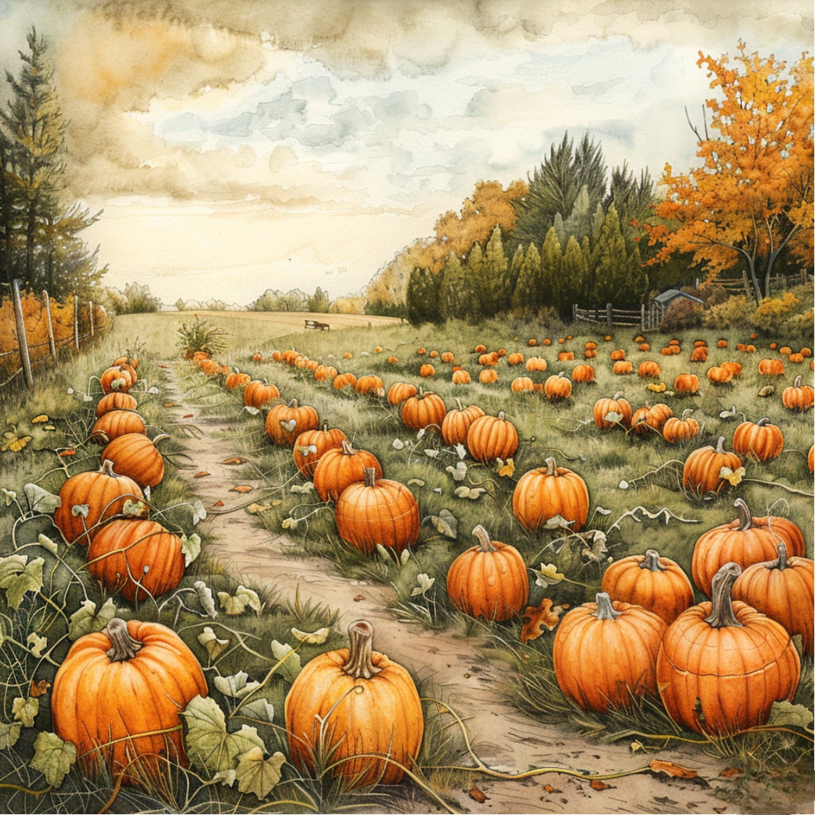 16 Pumpkin Patch Clipart Bundle, 16 High-quality JPG, Craft Art, Card ...