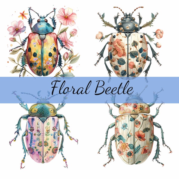 Floral Beetle Print - Etsy