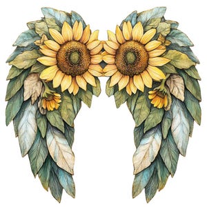 15 Angel Wings Sunflower Flower 15 Clipart Bundle, Transparent PNG ...