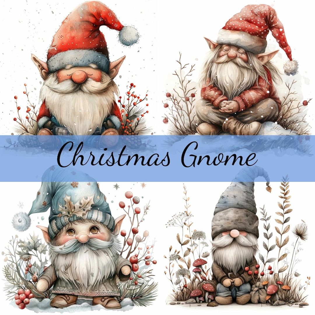 16 Winter Christmas Gnome Clipart Bundle, 16 High-quality JPG, Craft ...
