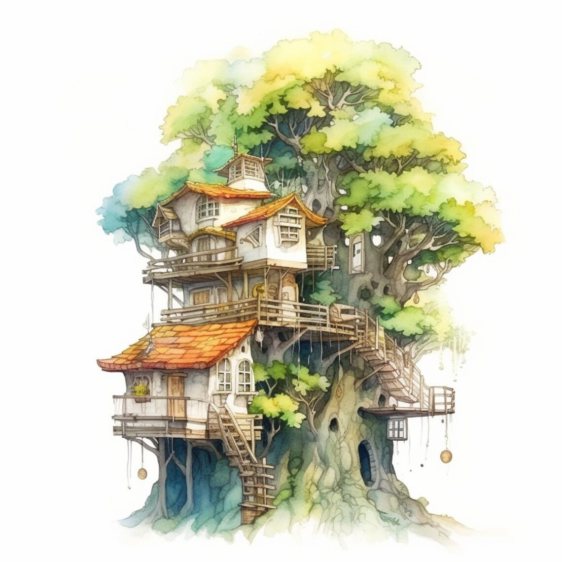 16 Tree House Clipart Bundle, High-quality JPG, Craft Art, Card Making ...