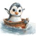 Cute Penguin in a Boat Clipart Bundle, 16 High-quality JPG, Craft Art ...