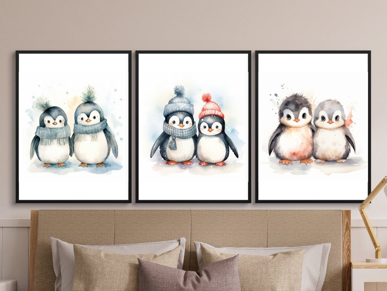 16 Winter Penguin Friends Clipart Bundle, 16 High-quality JPG, Nursery ...