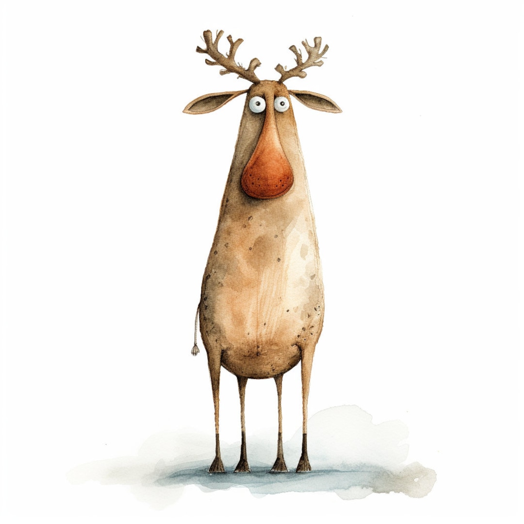 18 Silly Funny Reindeer Deer Clipart Bundle, JPG, Card Making, Clip Art ...