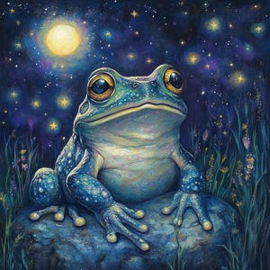 Frog in Moon Light Night 2 Clipart Bundle, 16 High-quality JPG, Craft ...