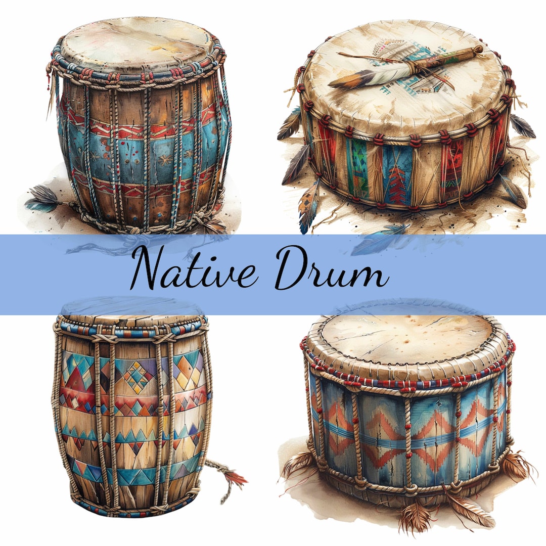 16 Native Amerian Indian Drum Clipart Bundle, 16 High-quality JPG ...