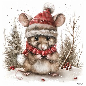 Winter Mouse With Snow Clipart Bundle, 16 High-quality JPG, Craft Art ...