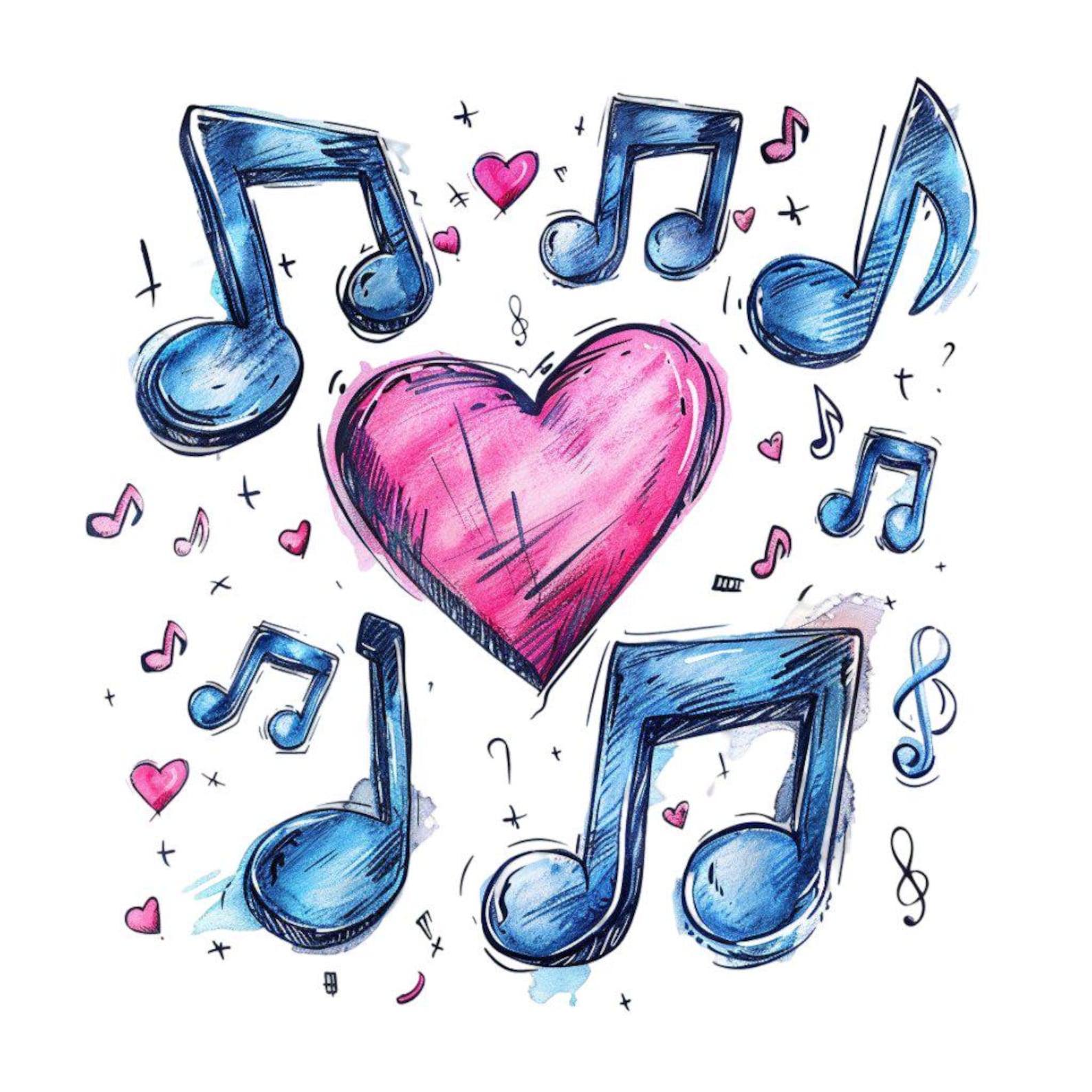 15 Hearts and Music Notes Love Clipart Bundle, 15 High-quality JPG ...