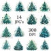 14 Boho Teal Christmas Tree Clipart Bundle High-quality JPG - Etsy
