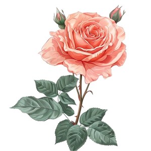 16 Tea Rose Flower Clipart Bundle, 16 High-quality JPG, Craft Art, Card ...