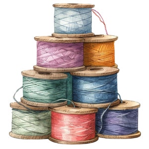 Spools of Thread Sewing Clipart Bundle, 16 High-quality JPG, Craft Art ...