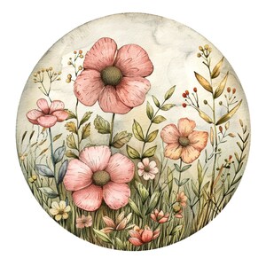 Round Vintage Flowers Clipart Bundle, 16 High-quality JPG, Craft Art ...