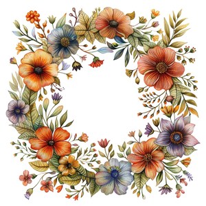 Folk Art Floral Wreath and Flowers Clipart Bundle, 16 High-quality JPG ...