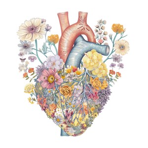 Floral Heart Flowers Clipart Bundle, 14 High-quality JPG, Craft Art ...