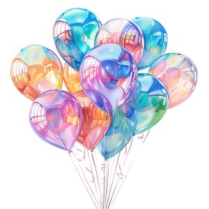 Iridescent Balloons Clipart Bundle, 14 High-quality JPG, Craft Art ...