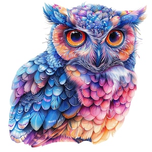 16 Iridescent Owl Clipart Bundle, 16 High-quality JPG, Craft Art, Card ...